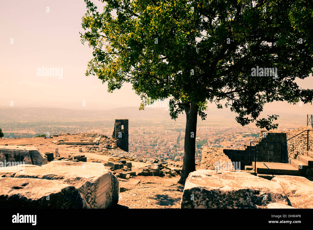 Marble columns and rests of. The Sanctuary of Trajan, Akropol, Bergama ...