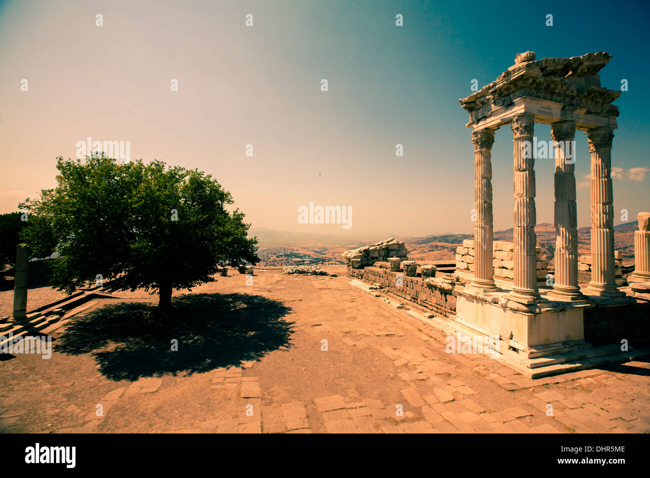 Marble columns and rests of. The Sanctuary of Trajan, Akropol, Bergama ...