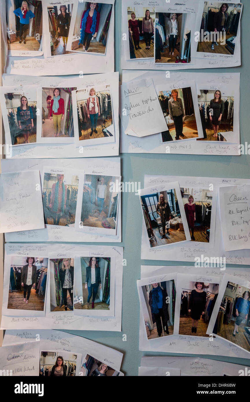 Polaroid pictures and style notes showing models clothes and ...