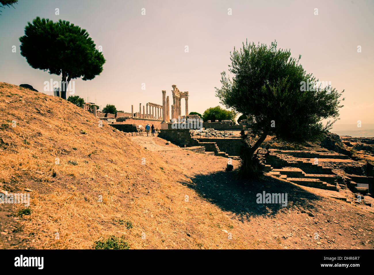 Marble columns and rests of. The Sanctuary of Trajan, Akropol, Bergama ...