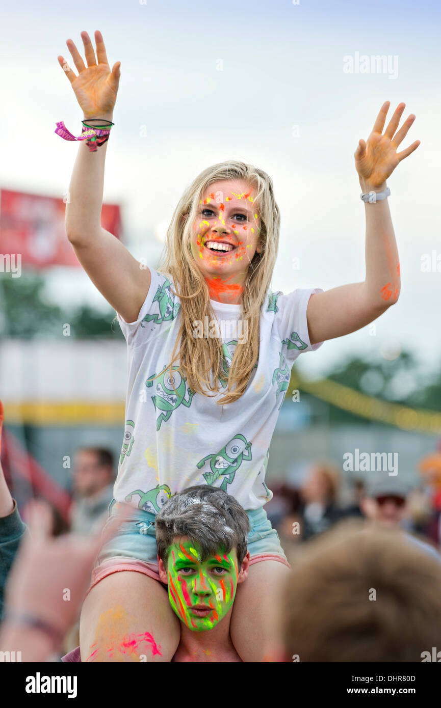 The Reading Festival - young festival goers UK 2013 Stock Photo - Alamy