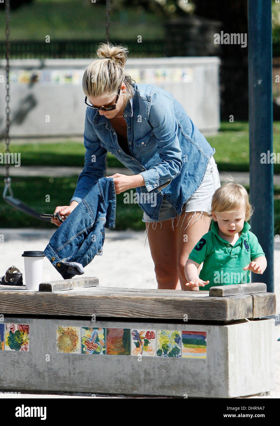 Ali Larter playing in the park with her son Theodore Hayes MacArthur ...