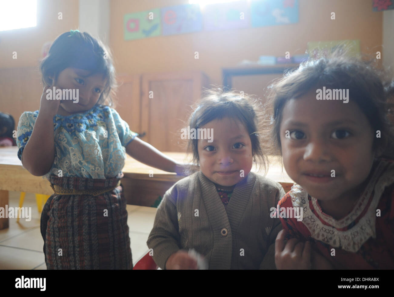 Guatemalan indigenous children at preschool in Tierra Linda, Solola ...