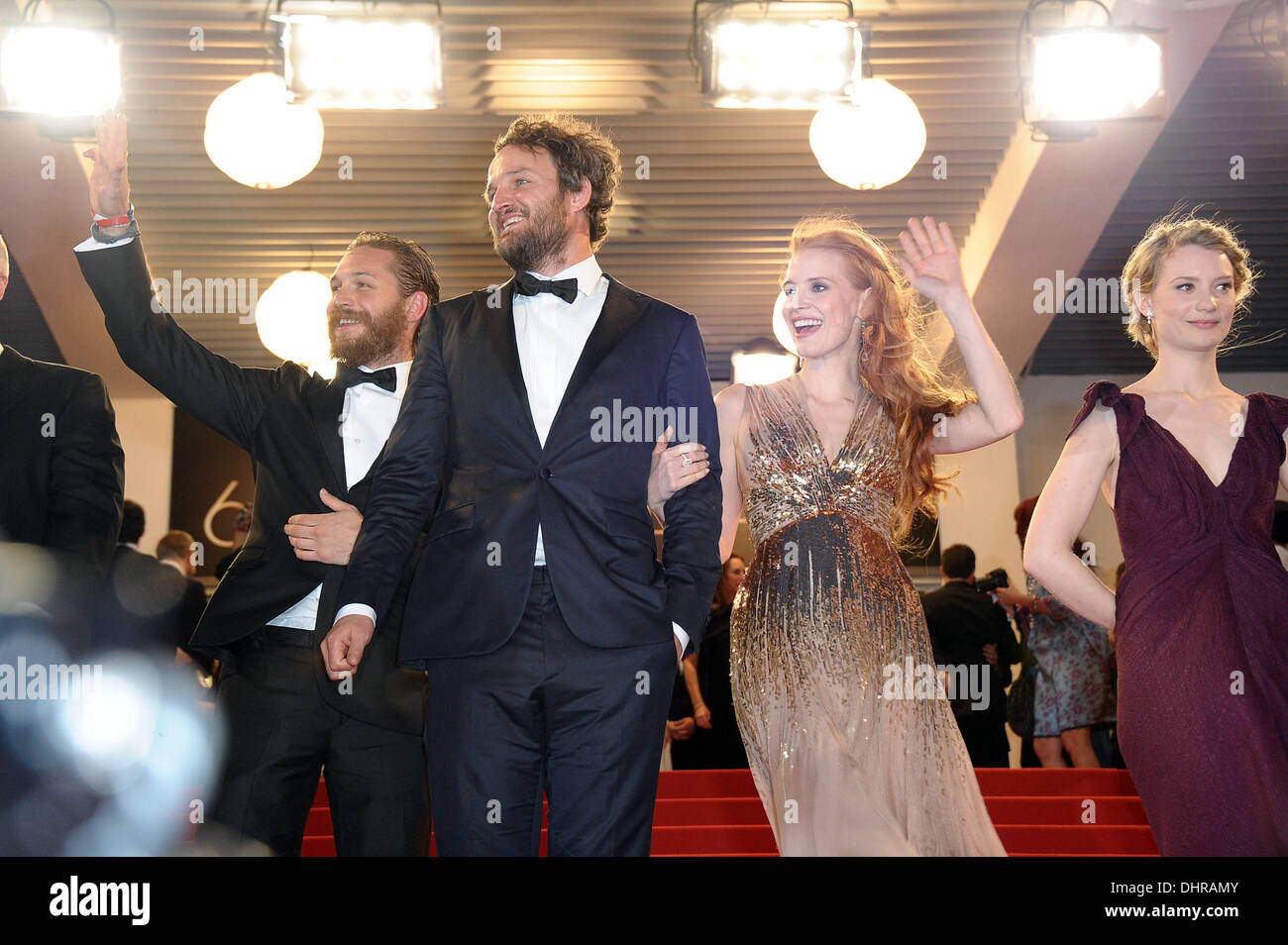 Tom Hardy, Jason Clarke and Jessica Chastain 'Lawless' premiere during ...