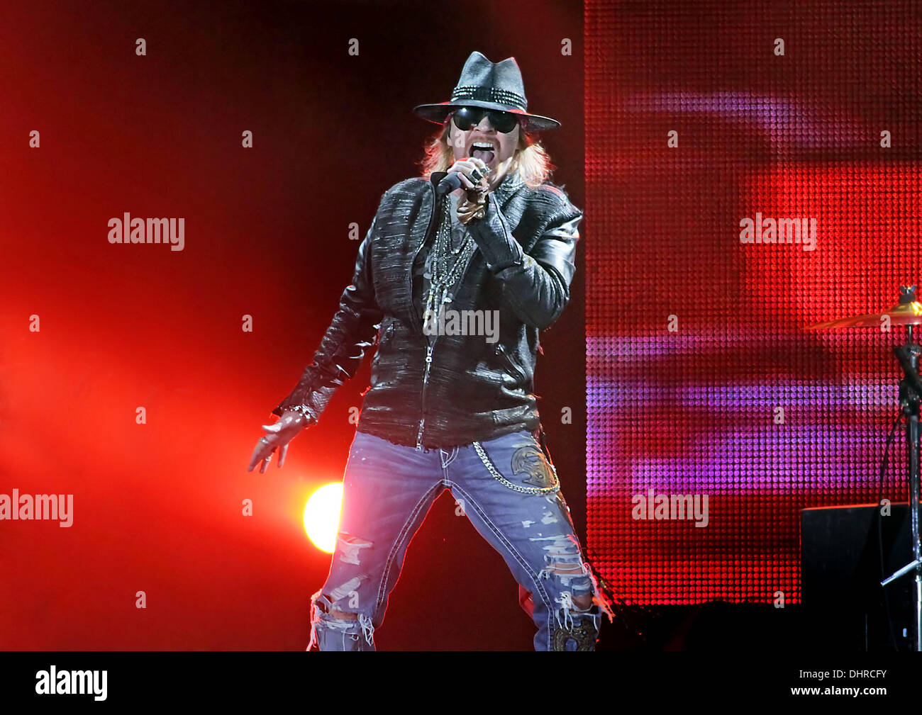 Axl Rose of Guns N'Roses performing live in concert at the Liverpool ...