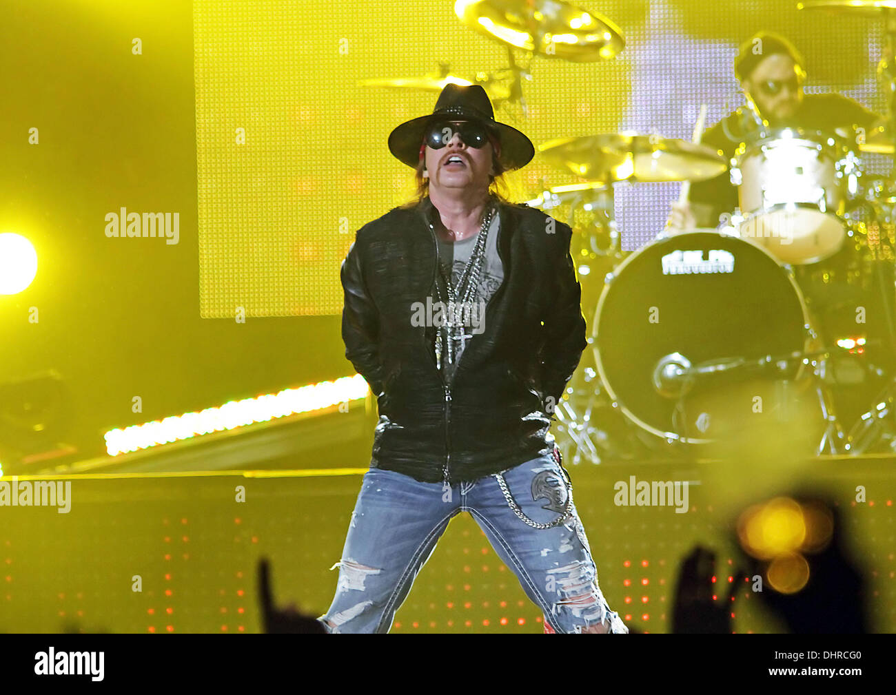 Axl Rose of Guns N'Roses performing live in concert at the Liverpool ...