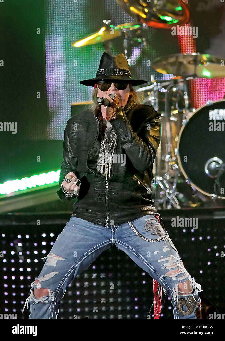 Axl Rose of Guns N'Roses performing live in concert at the Liverpool ...