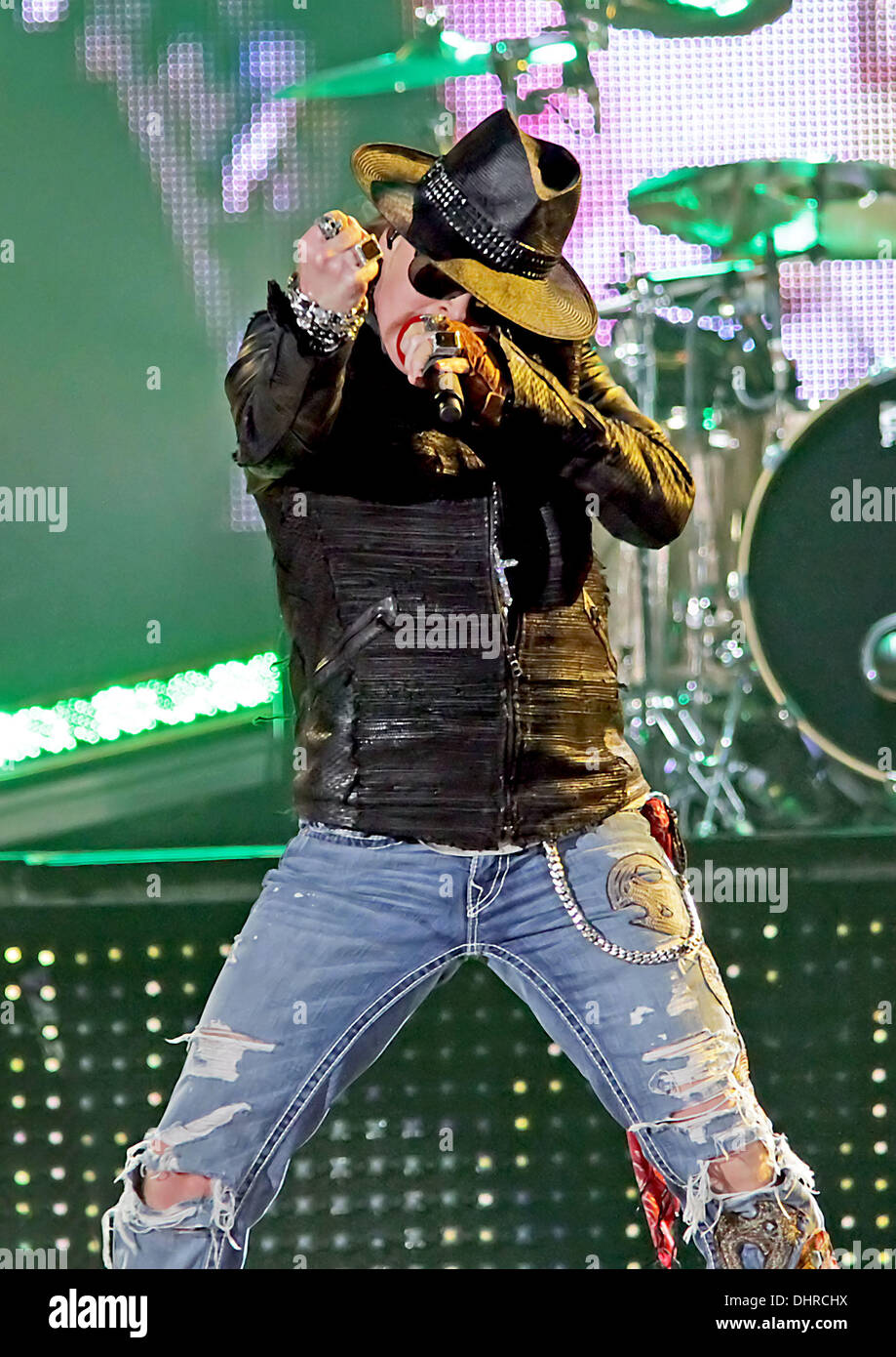 Axl Rose of Guns N'Roses performing live in concert at the Liverpool ...