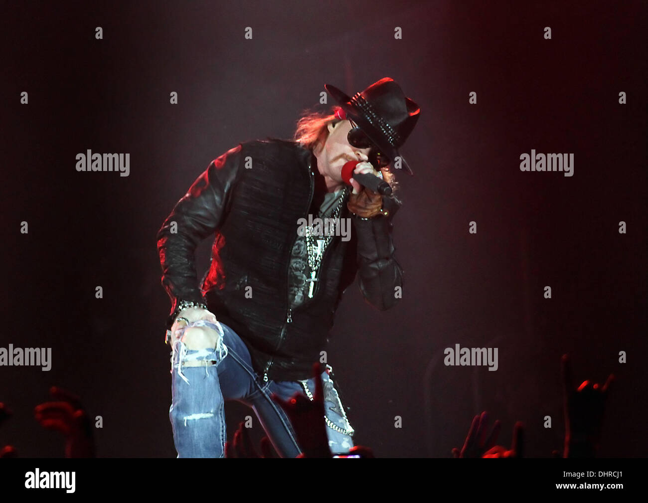 Axl Rose of Guns N'Roses performing live in concert at the Liverpool ...