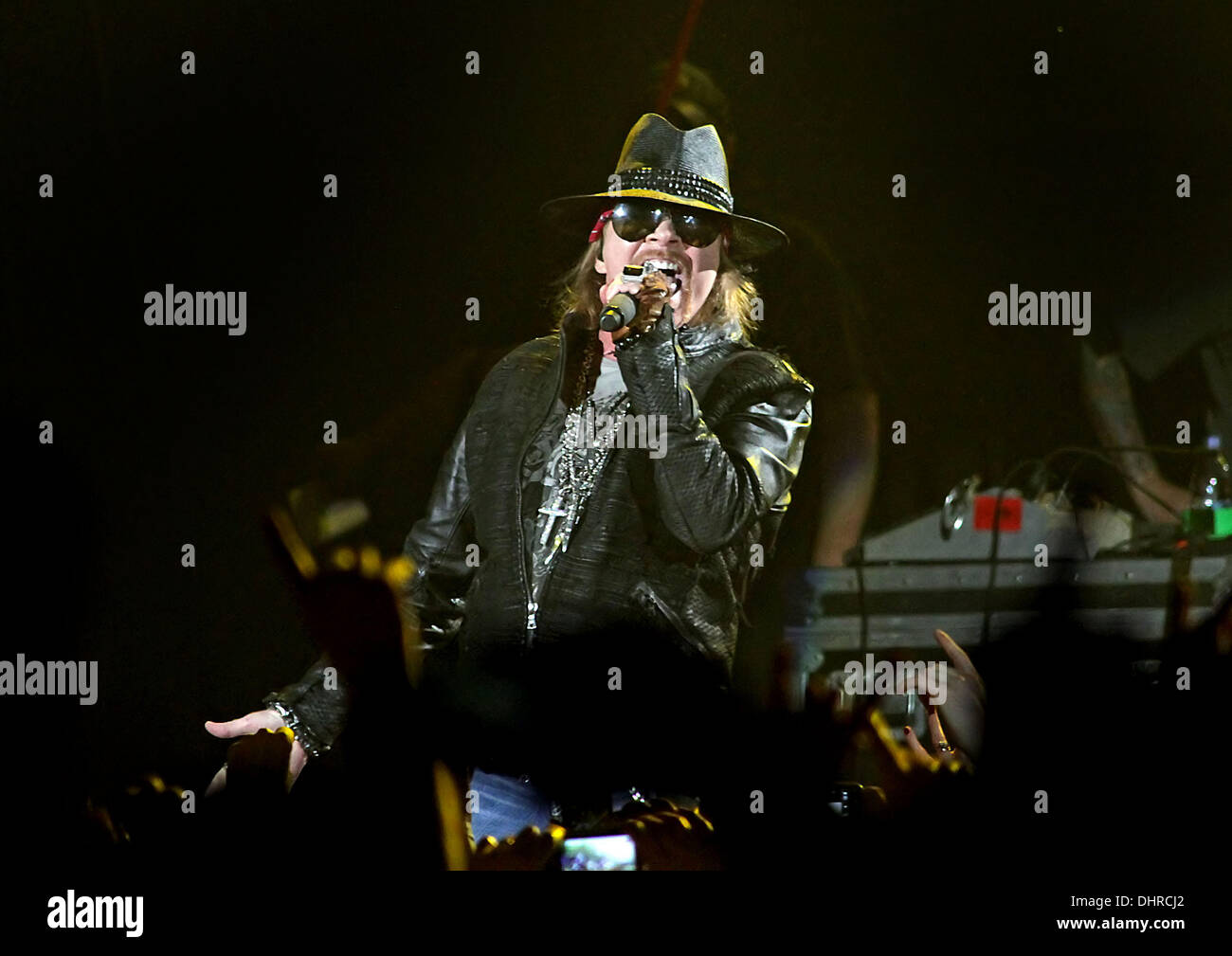 Axl Rose of Guns N'Roses performing live in concert at the Liverpool ...