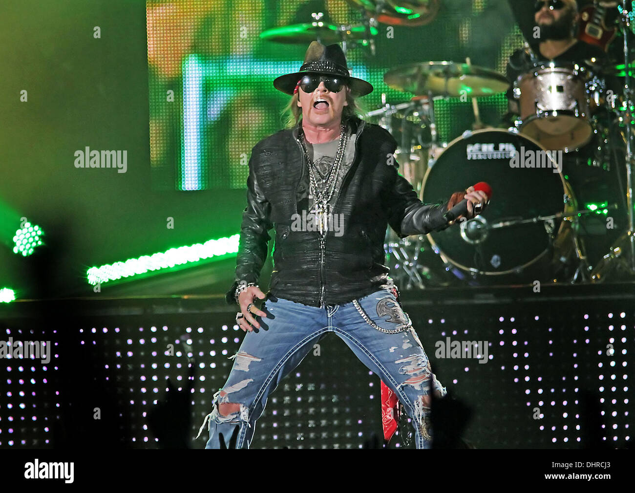 Axl Rose of Guns N'Roses performing live in concert at the Liverpool ...