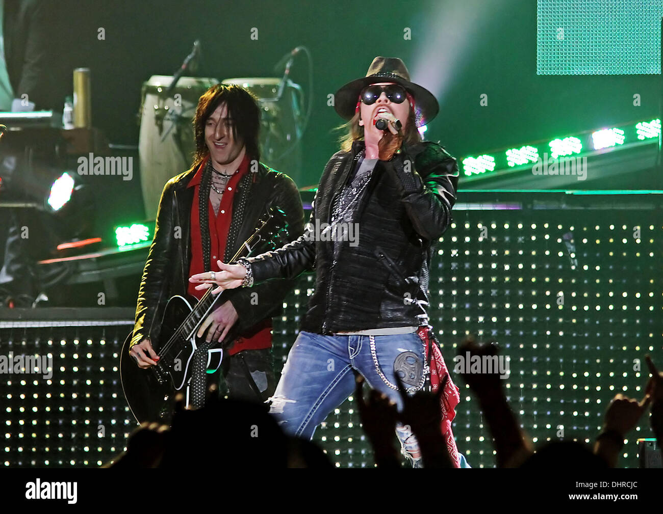 Axl Rose of Guns N'Roses performing live in concert at the Liverpool ...