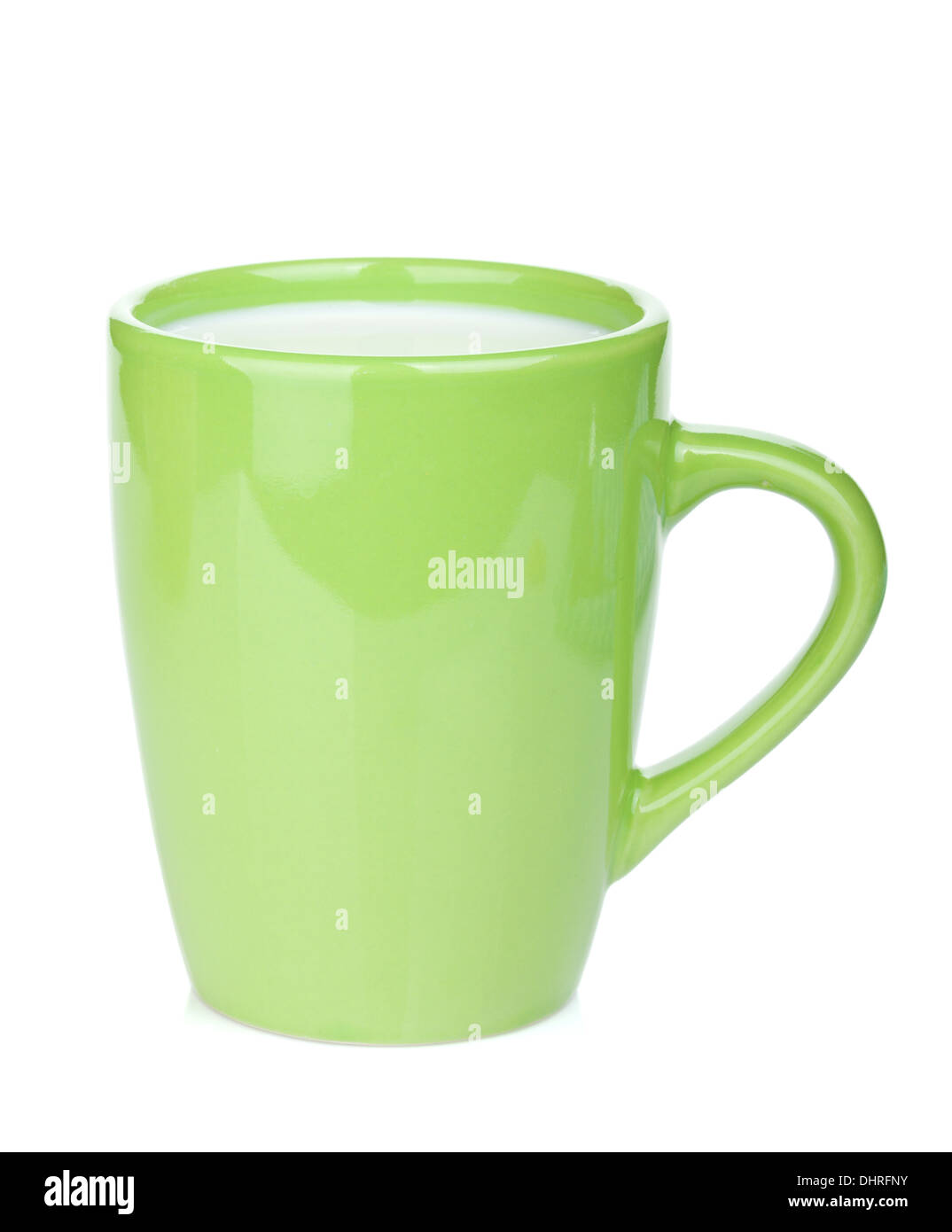 Green cup of milk. Isolated on white background Stock Photo - Alamy