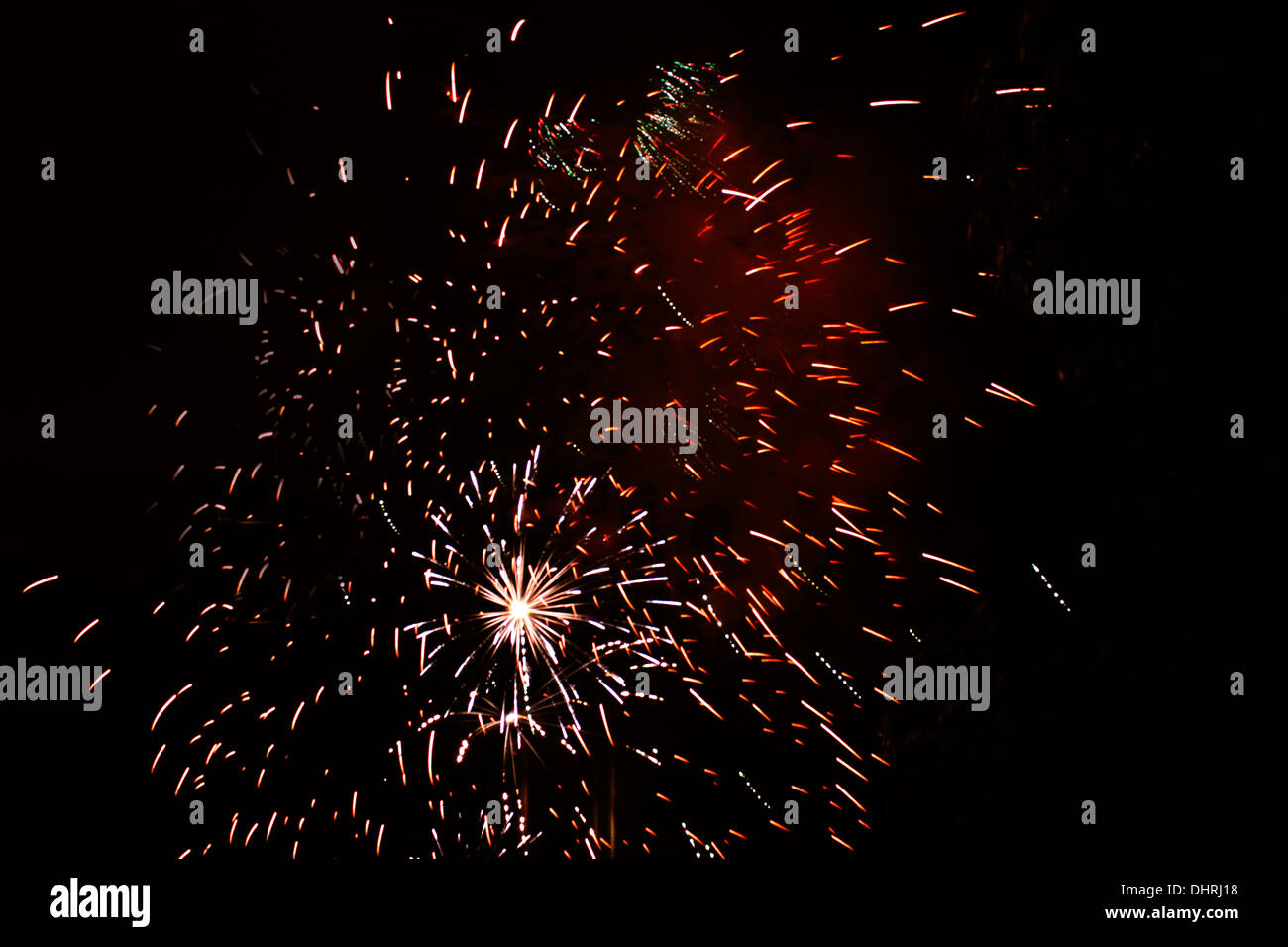 Fireworks on the dark sky during the night of the feast Stock Photo - Alamy