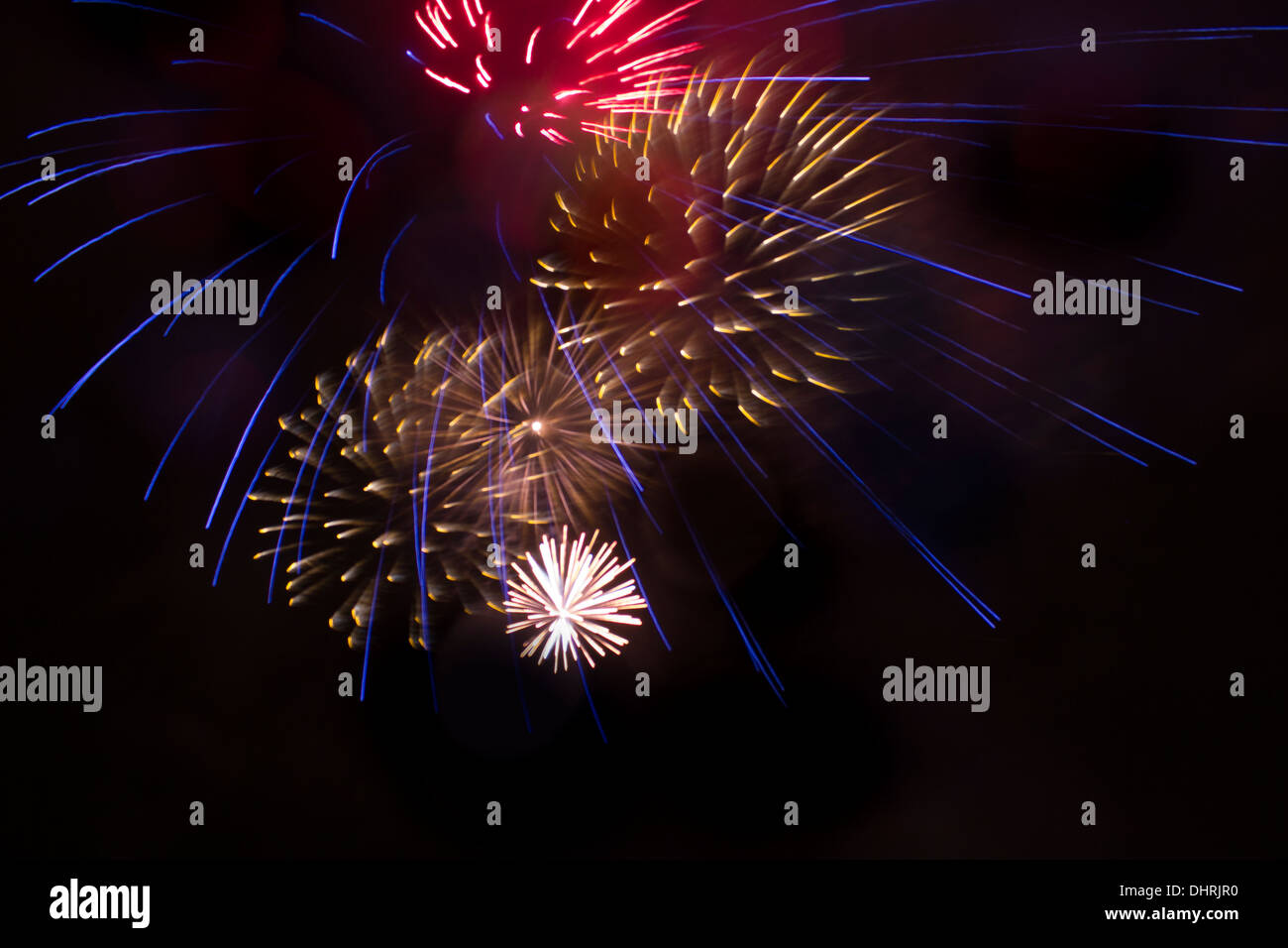 Fireworks on the dark sky during the night of the feast Stock Photo - Alamy