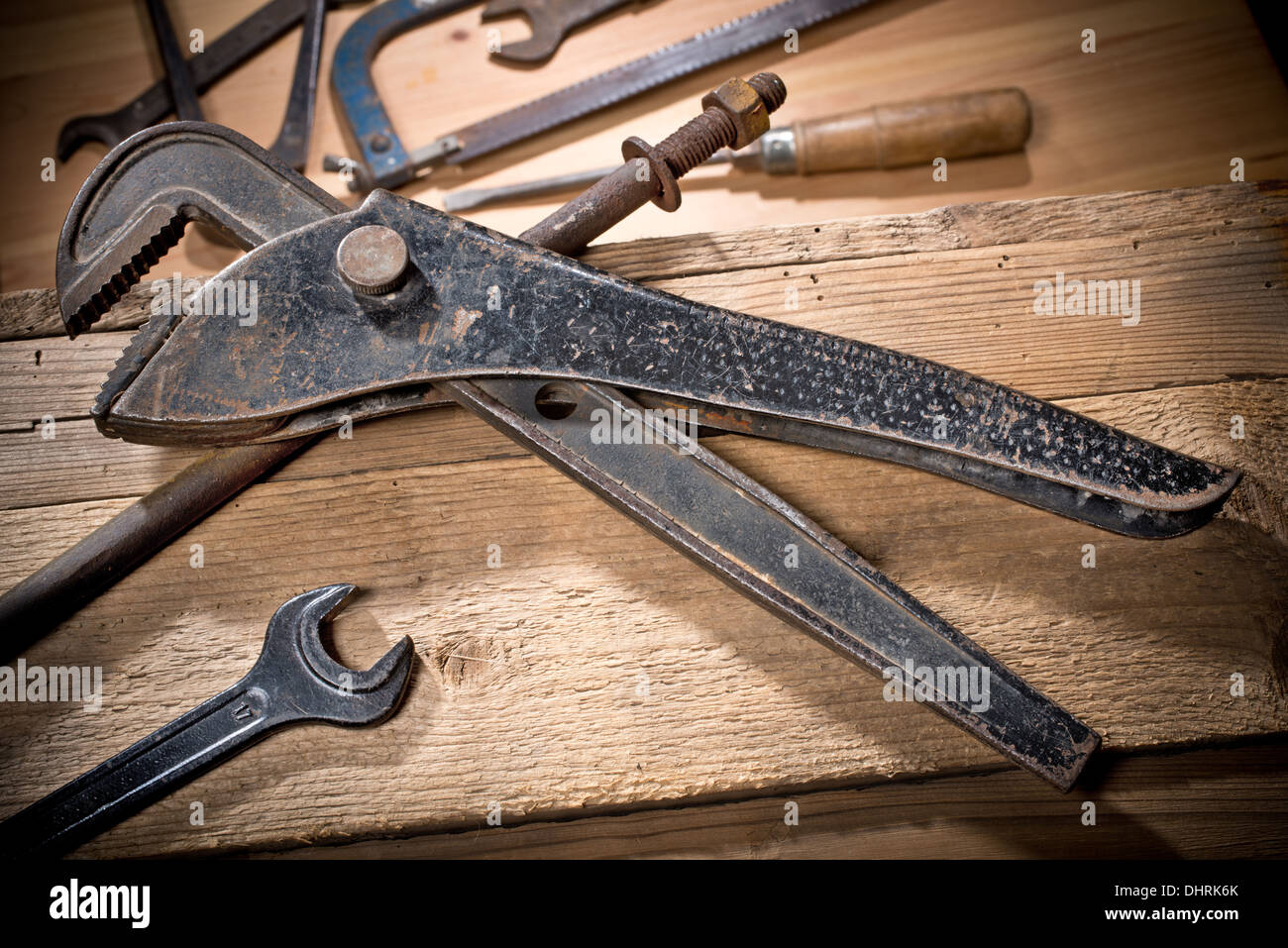 still life with old tools in the workroom Stock Photo - Alamy