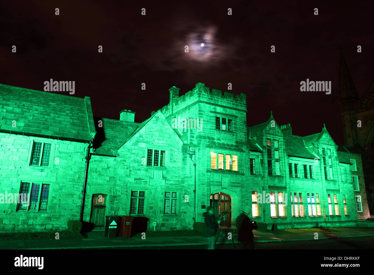 Lights illuminate Bishop Cosin's Almshouses on Palace Green in Durham ...