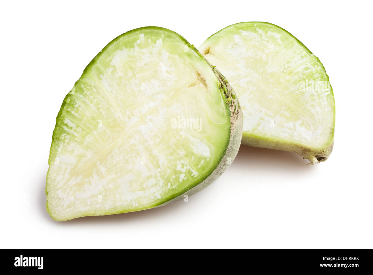 green radish cut isolated on white Stock Photo - Alamy