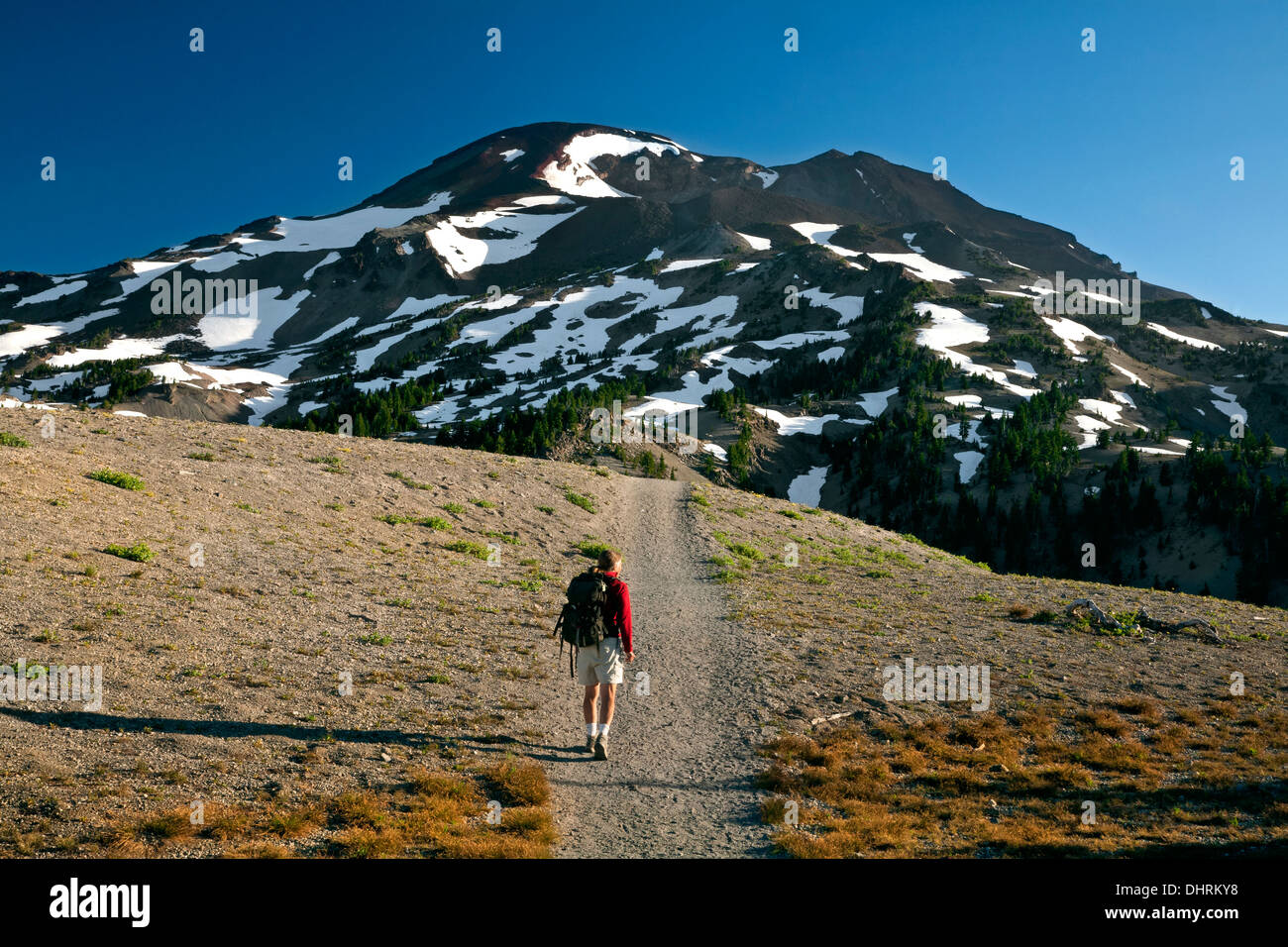 OREGON - Hiker heading towards the South Sister on the South Sister ...