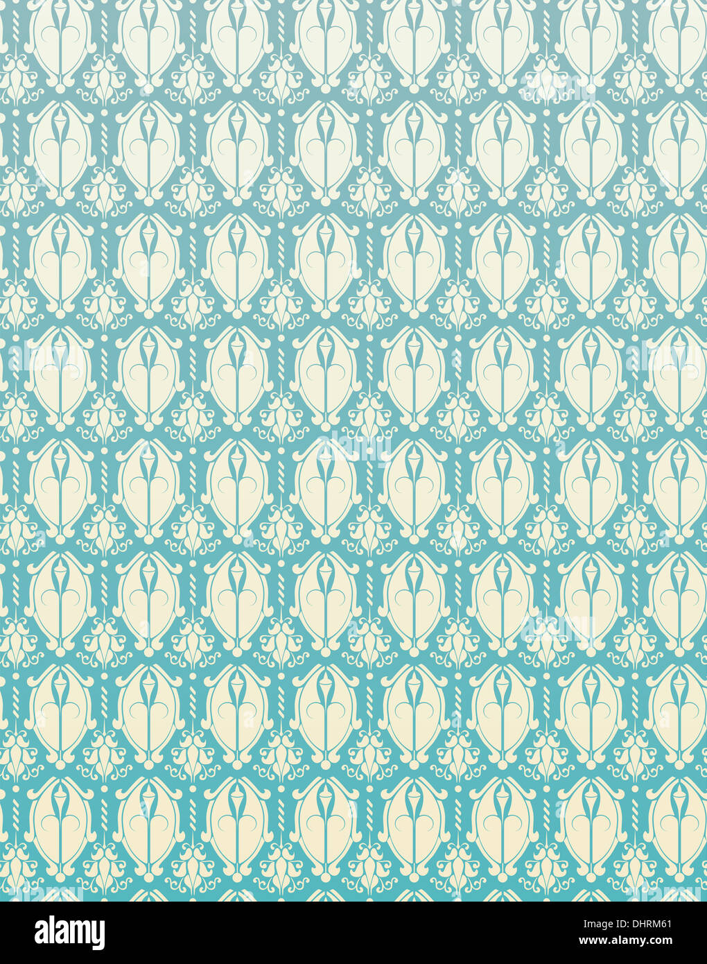 Vector - Seamless Pattern Blue Retro Damask Flower Background Stock ...