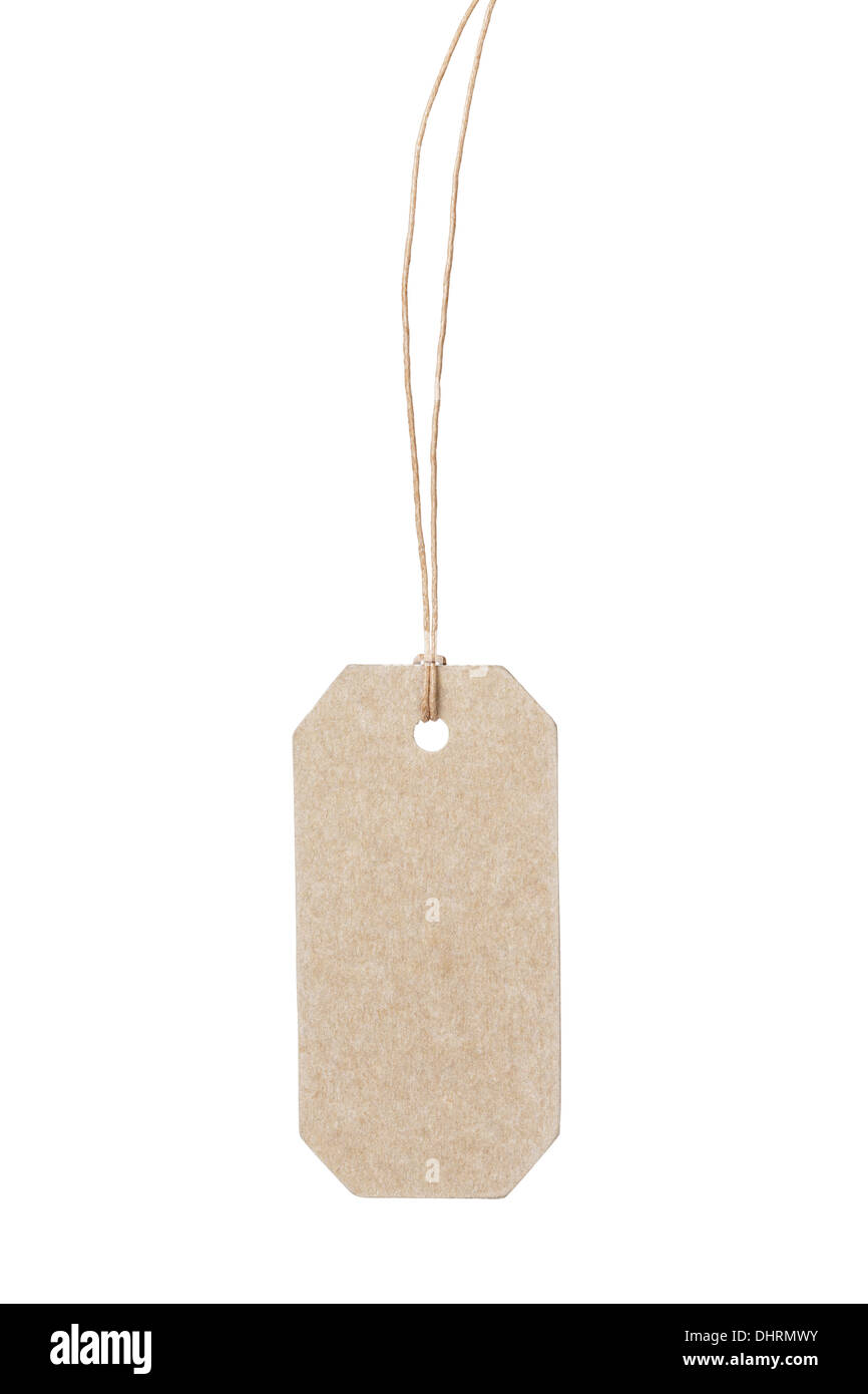 empty tag on waxed cord with space for writing something, isolated on ...