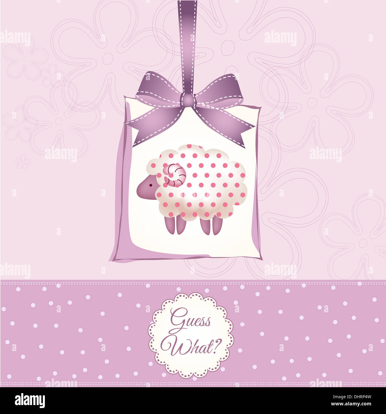 cute baby shower card with sheep, vector illustration Stock Photo - Alamy