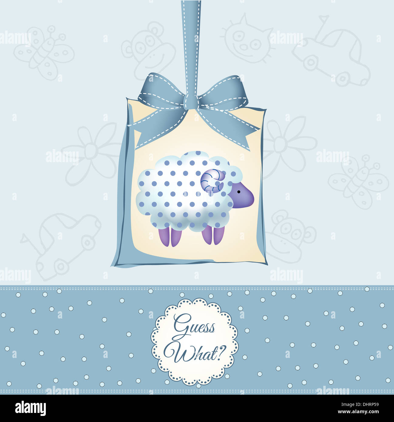 cute baby shower card with sheep, vector illustration Stock Photo - Alamy