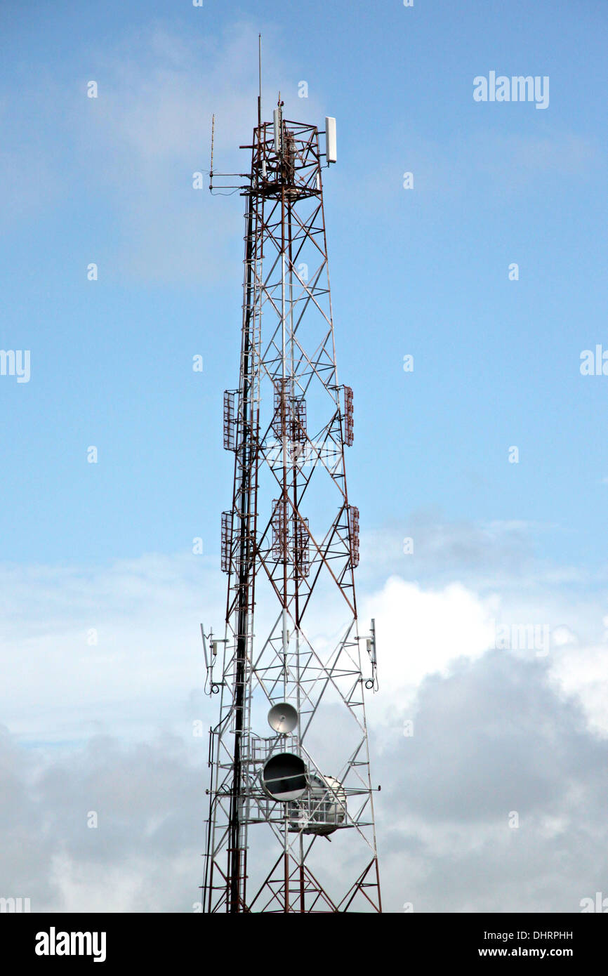 The Antenna array telephone on blue sky Stock Photo - Alamy