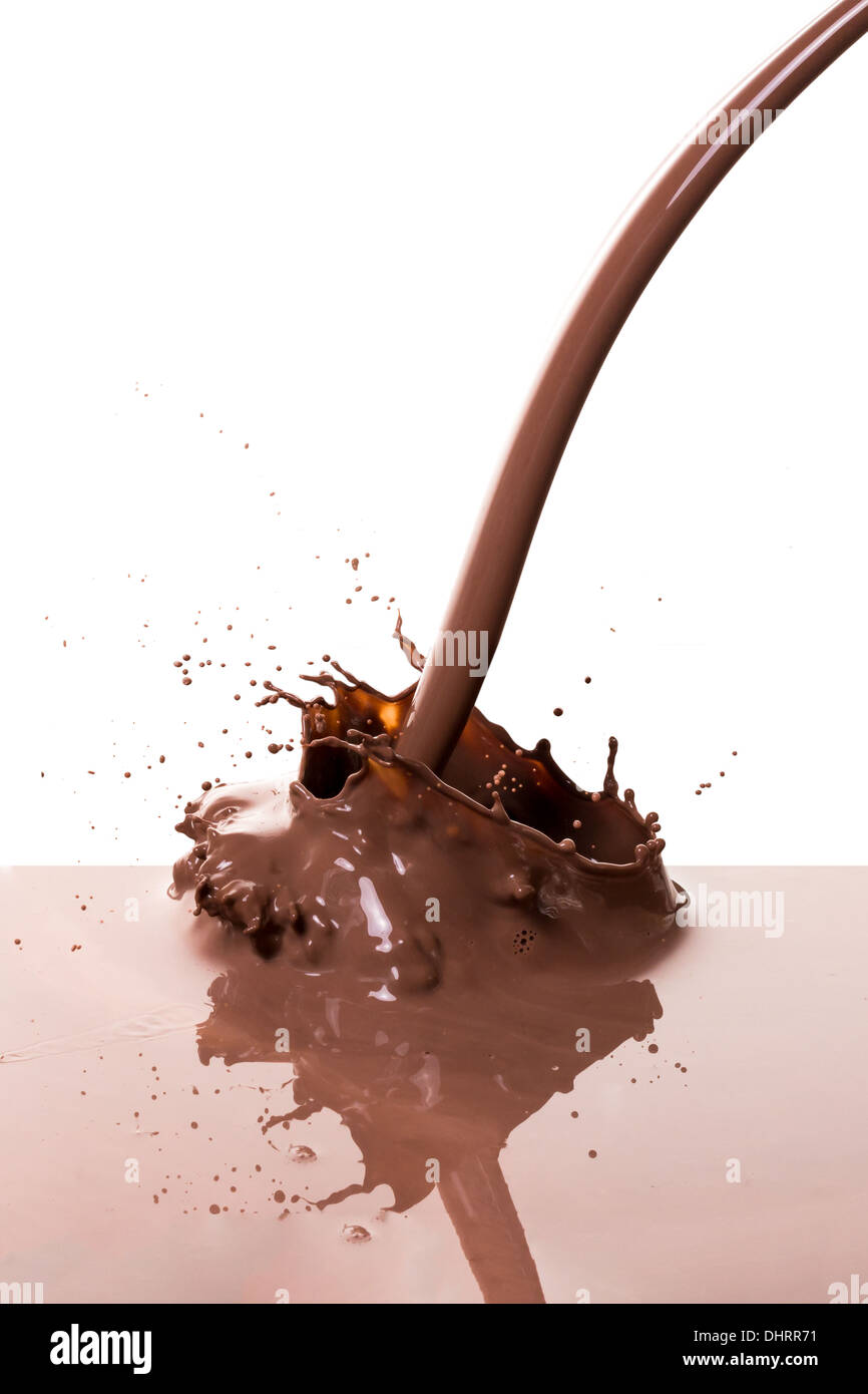 splashing hot chocolate, isolated on white background Stock Photo - Alamy