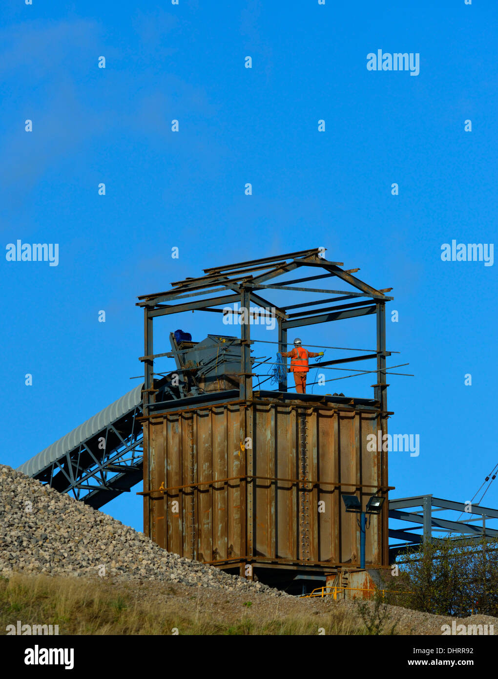 Worker at Shap Beck Quarry, Shap, Cumbria, England, United Kingdom ...