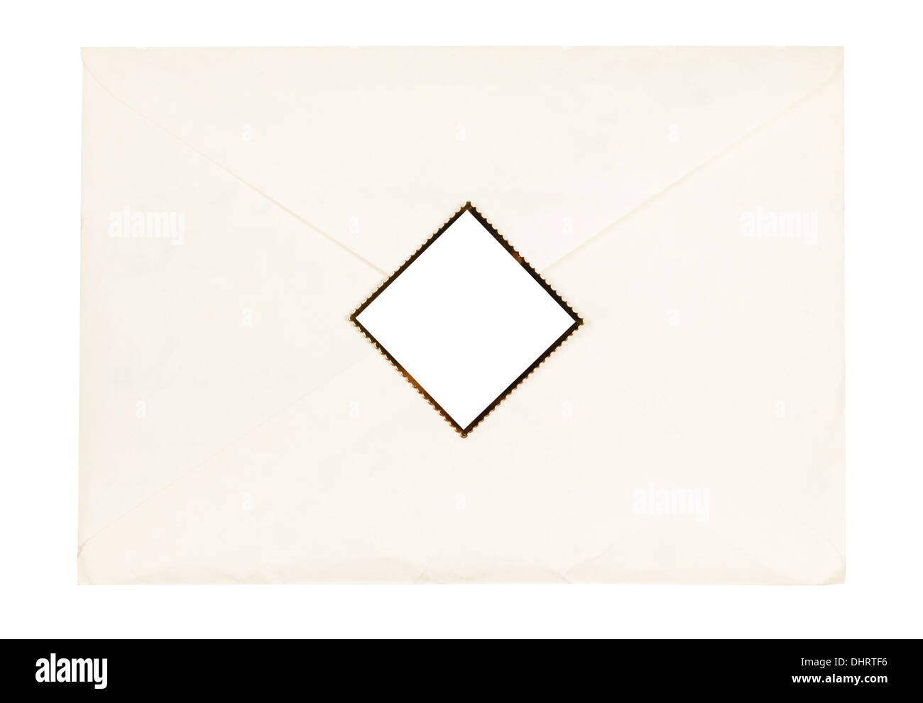 sealed paper envelope sealed by cut out stamp isolated on white ...