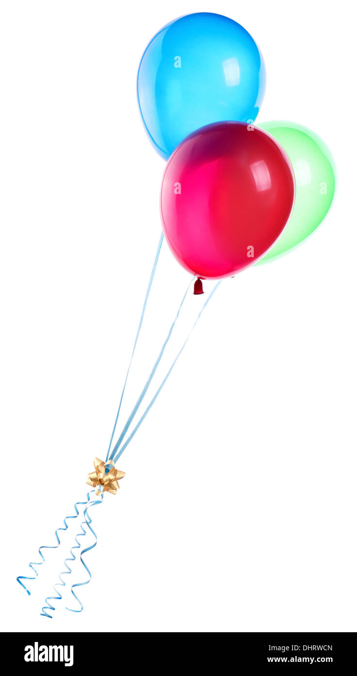 flying balloons isolated on a white background Stock Photo - Alamy