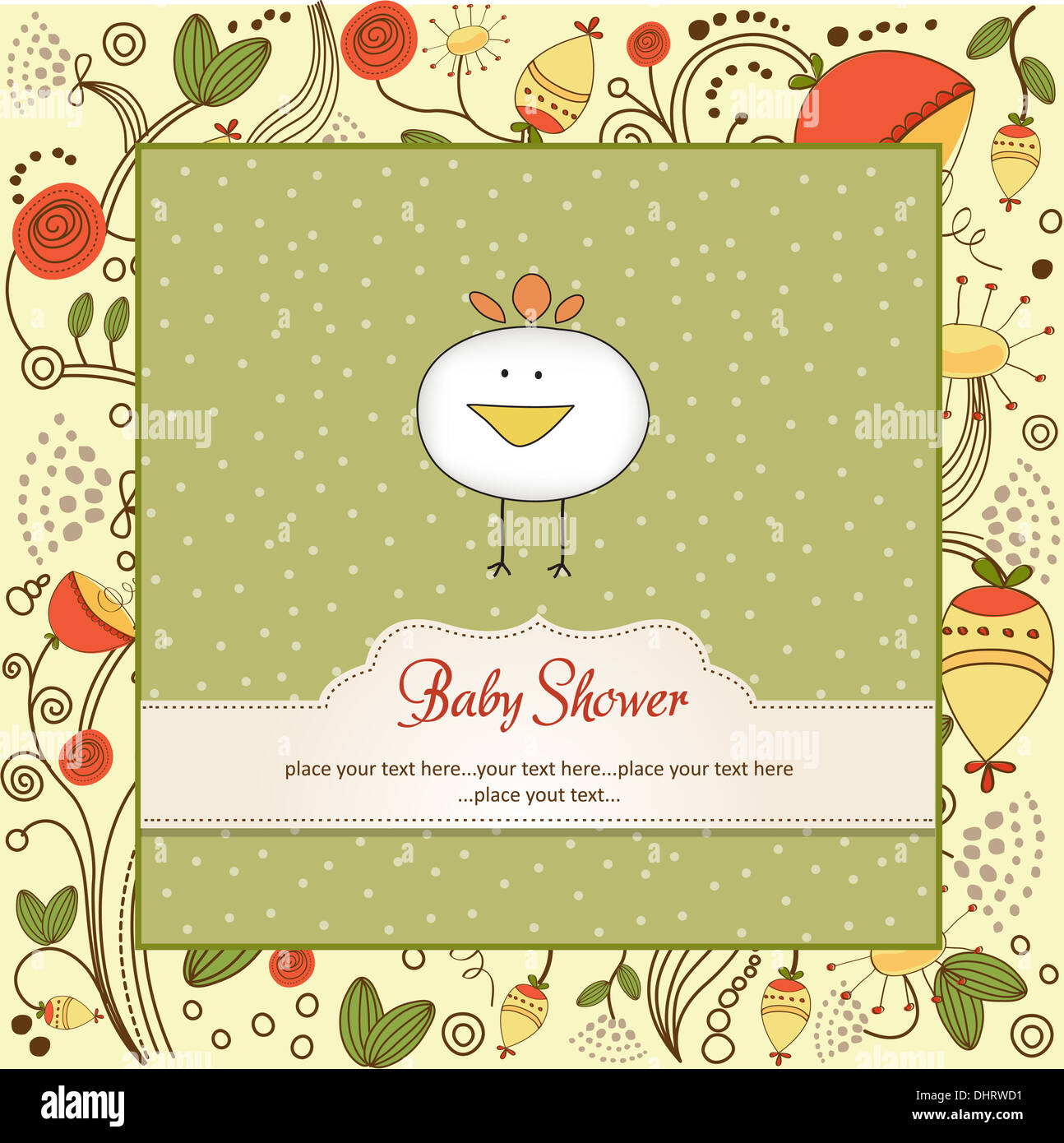 new baby announcement card with chicken Stock Photo - Alamy