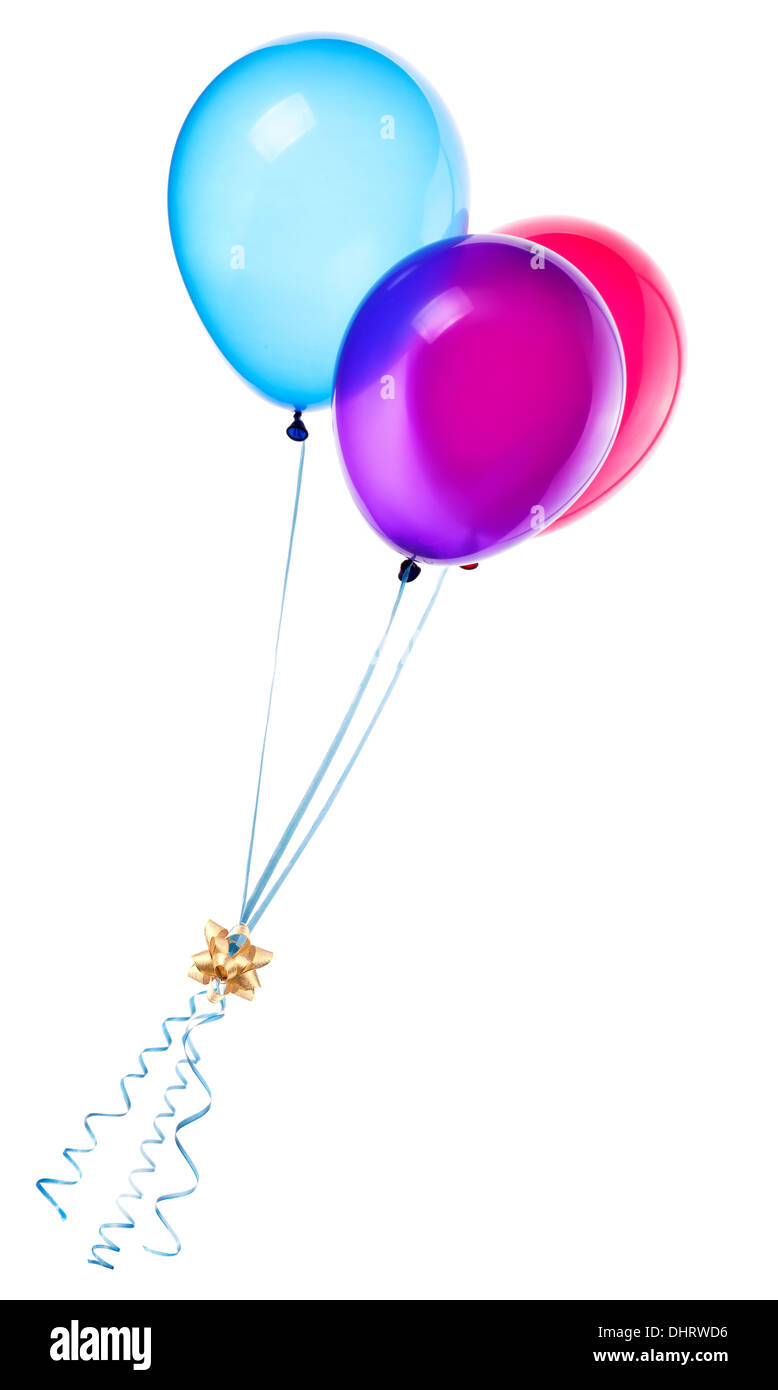 flying balloons isolated on a white background Stock Photo - Alamy