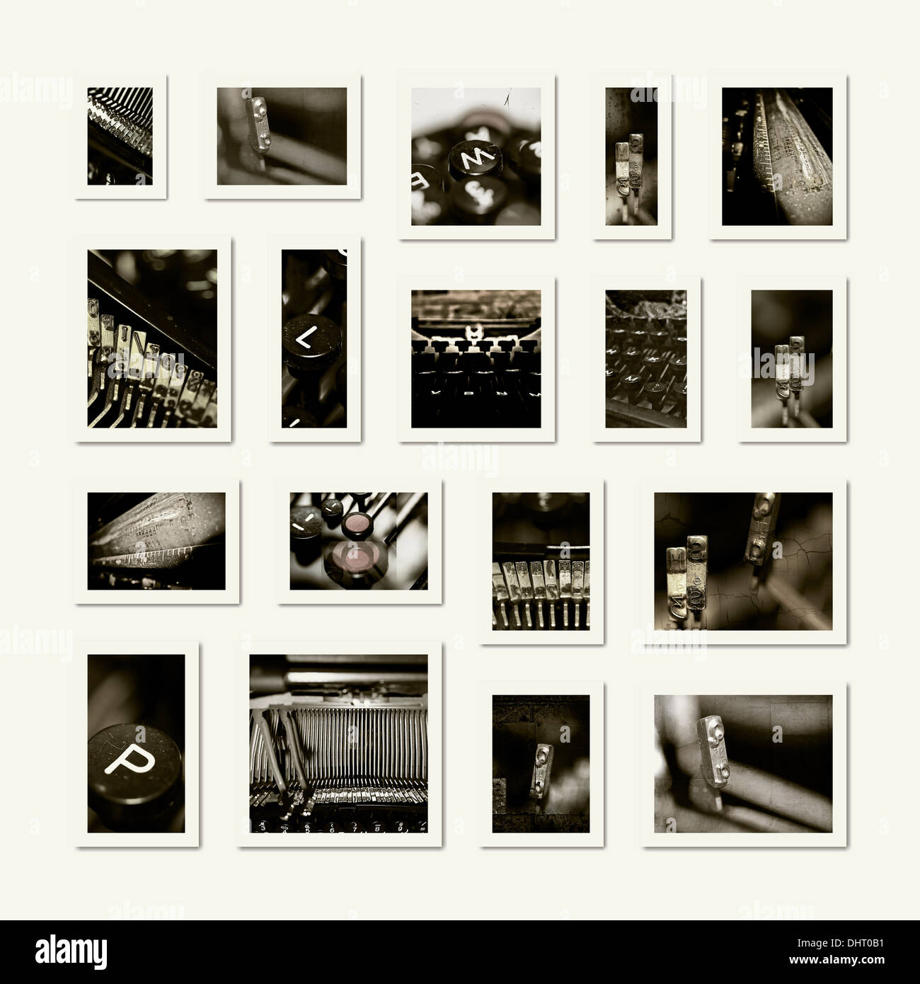 old typewriter details collage Stock Photo - Alamy