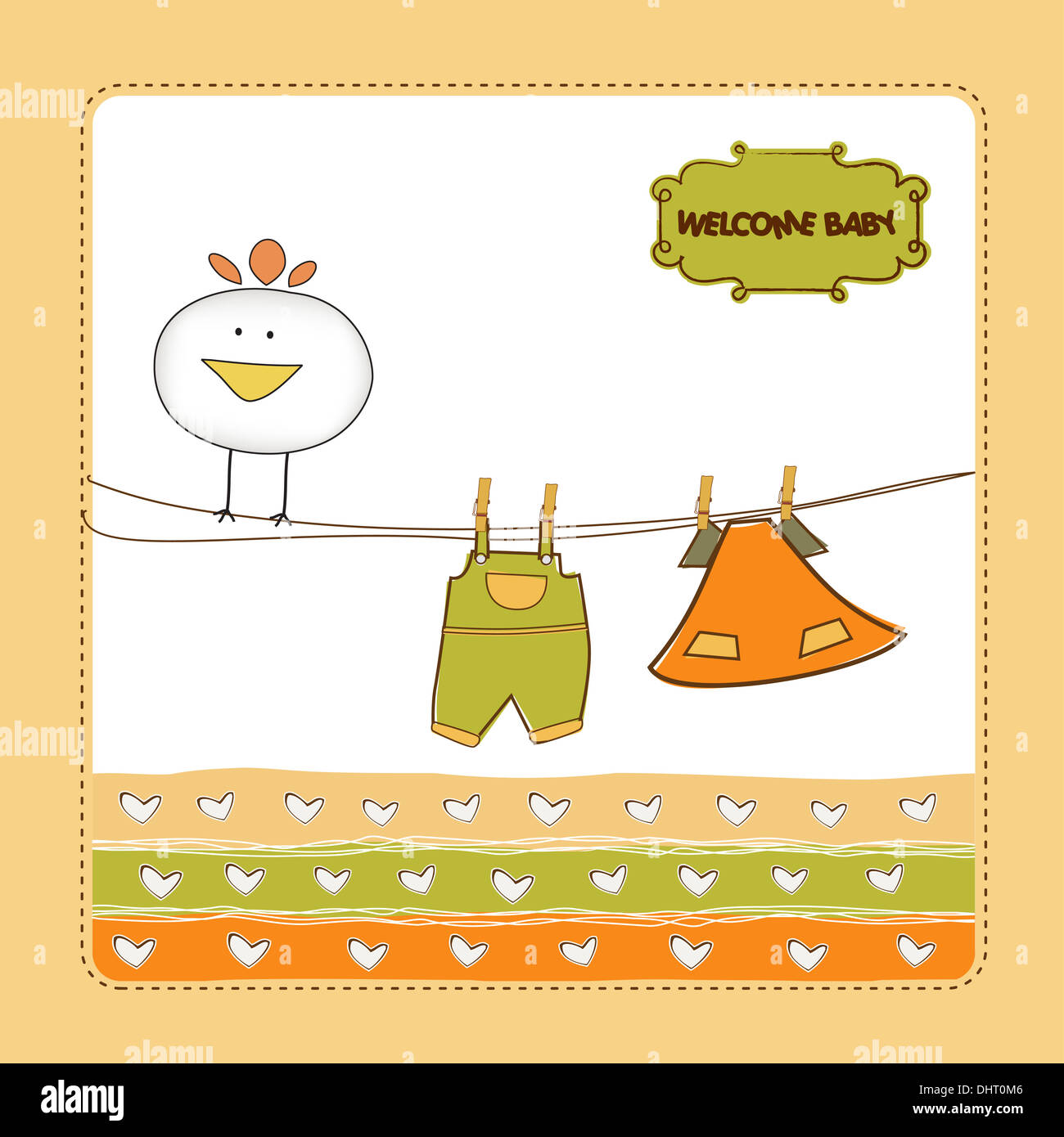 new baby announcement card with chicken Stock Photo - Alamy