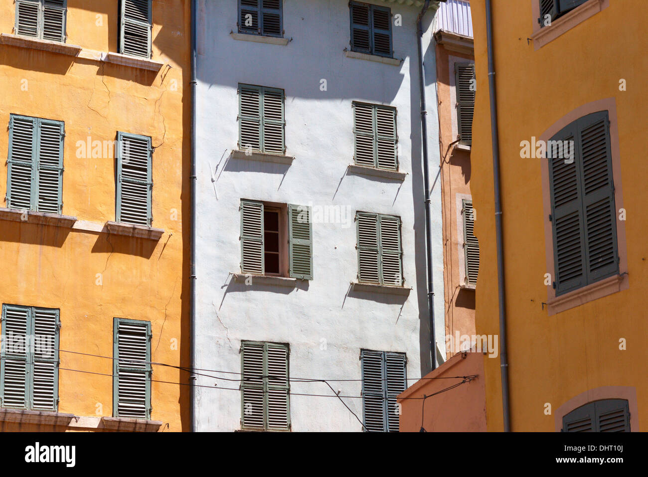 colored walls and windows in the French city. Provence Stock Photo - Alamy