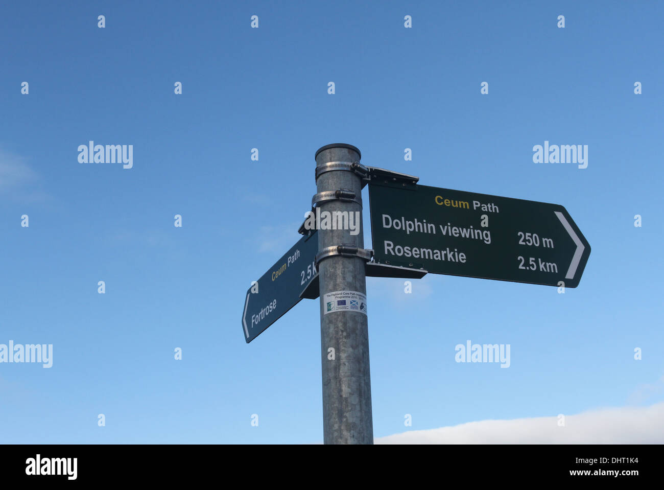 Coastal path sign post Chanonry point Black Isle Scotland November 2013 ...