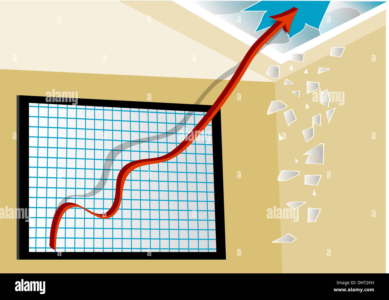 line graph splits the window Stock Photo - Alamy