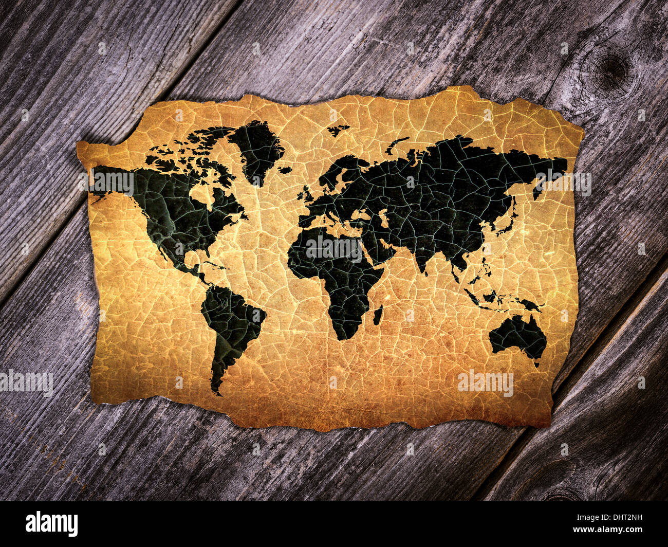Antique world map on desk Stock Photo - Alamy