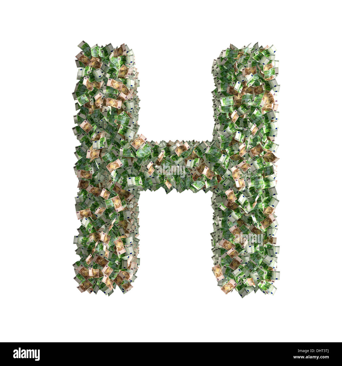 Letter H made from Euro banknotes Stock Photo - Alamy