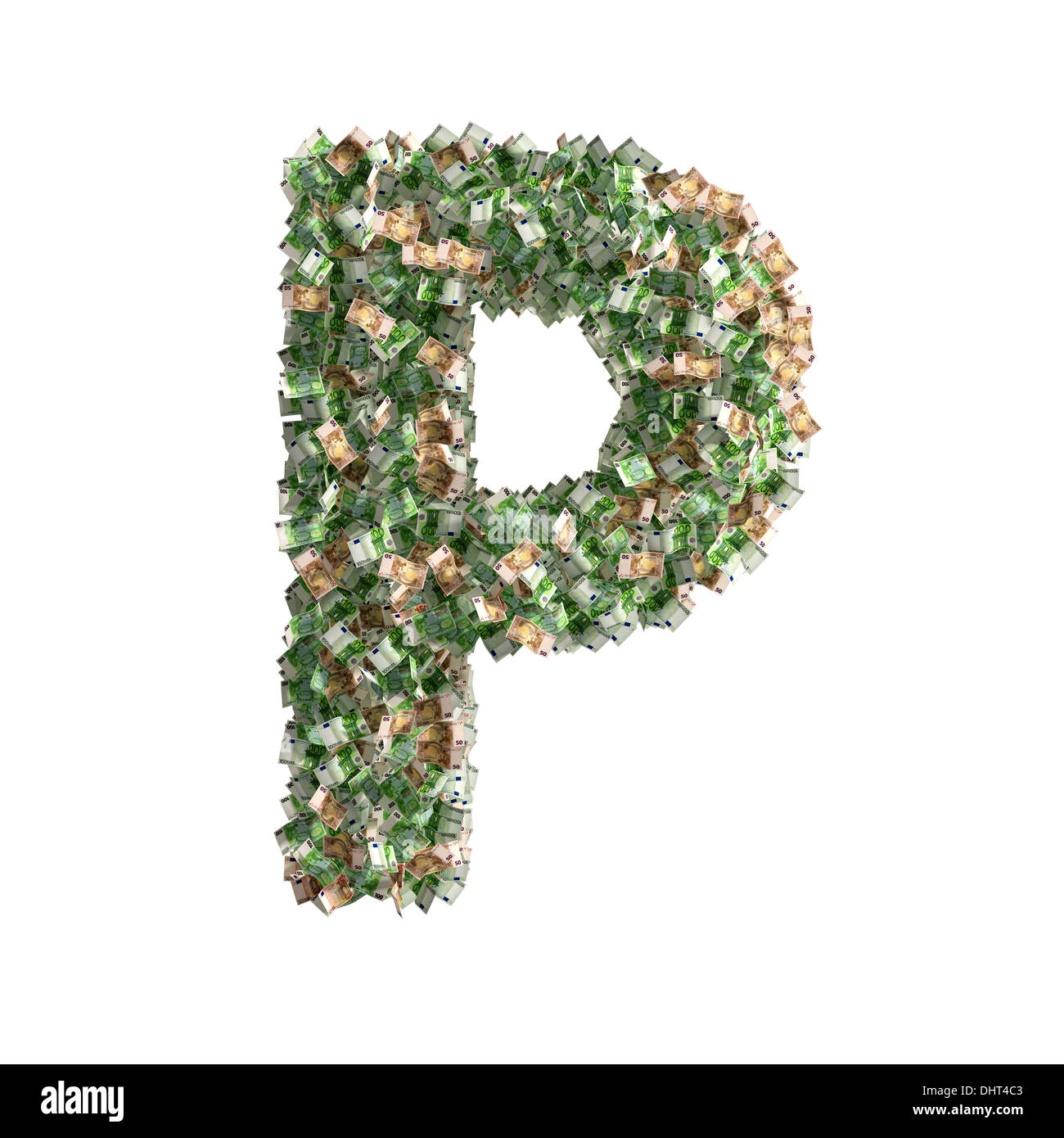 Letter P made from Euro banknotes Stock Photo - Alamy