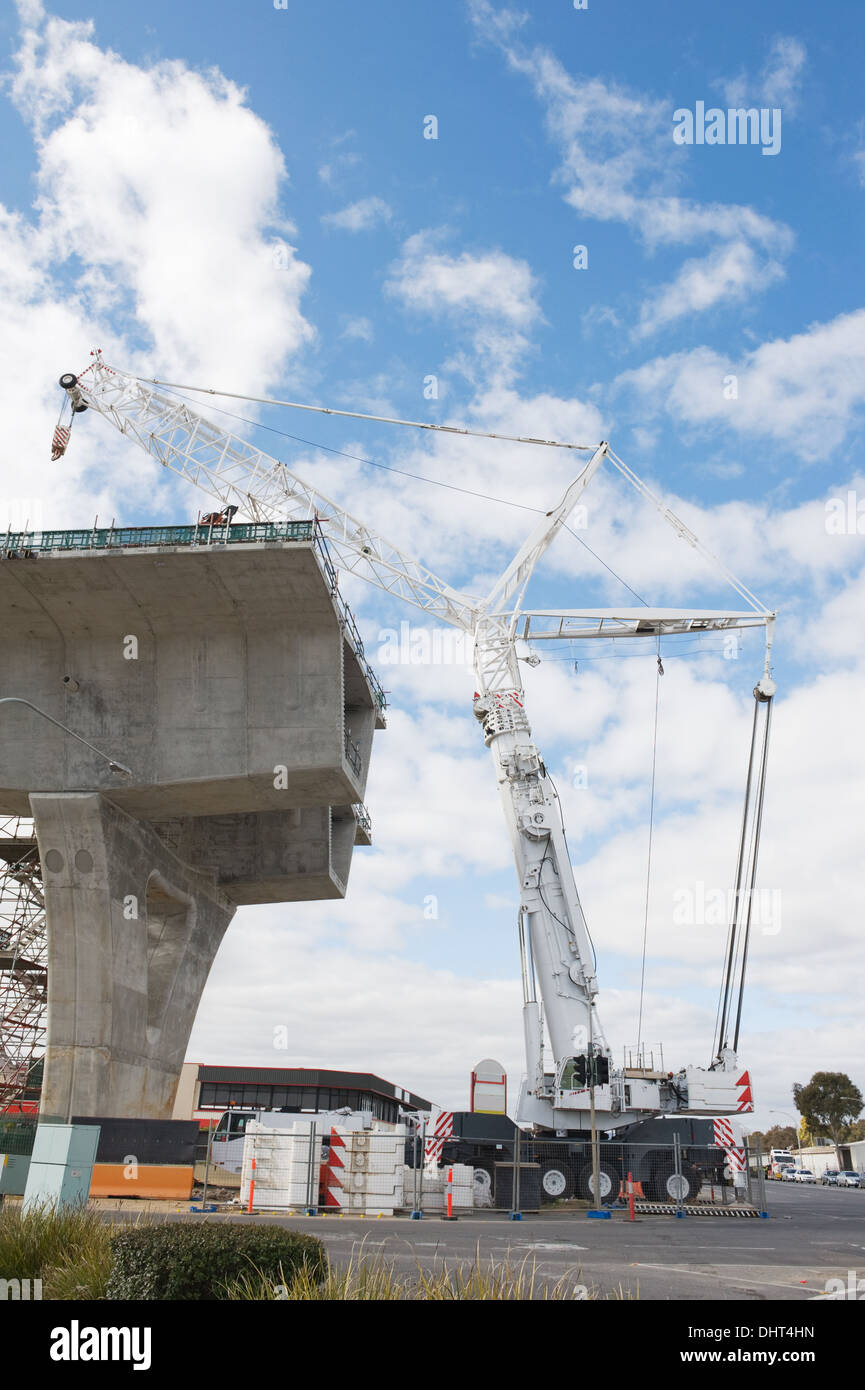 special crane equipment working for global road reconstruction Stock ...