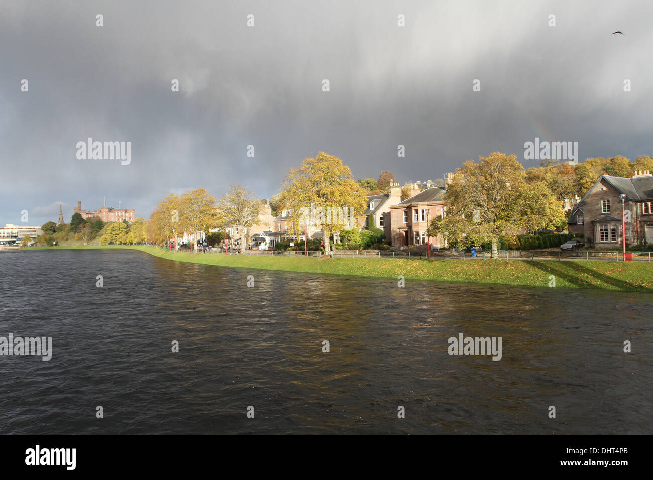 Inverness waterfront and rainbow Scotland November 2013 Stock Photo - Alamy
