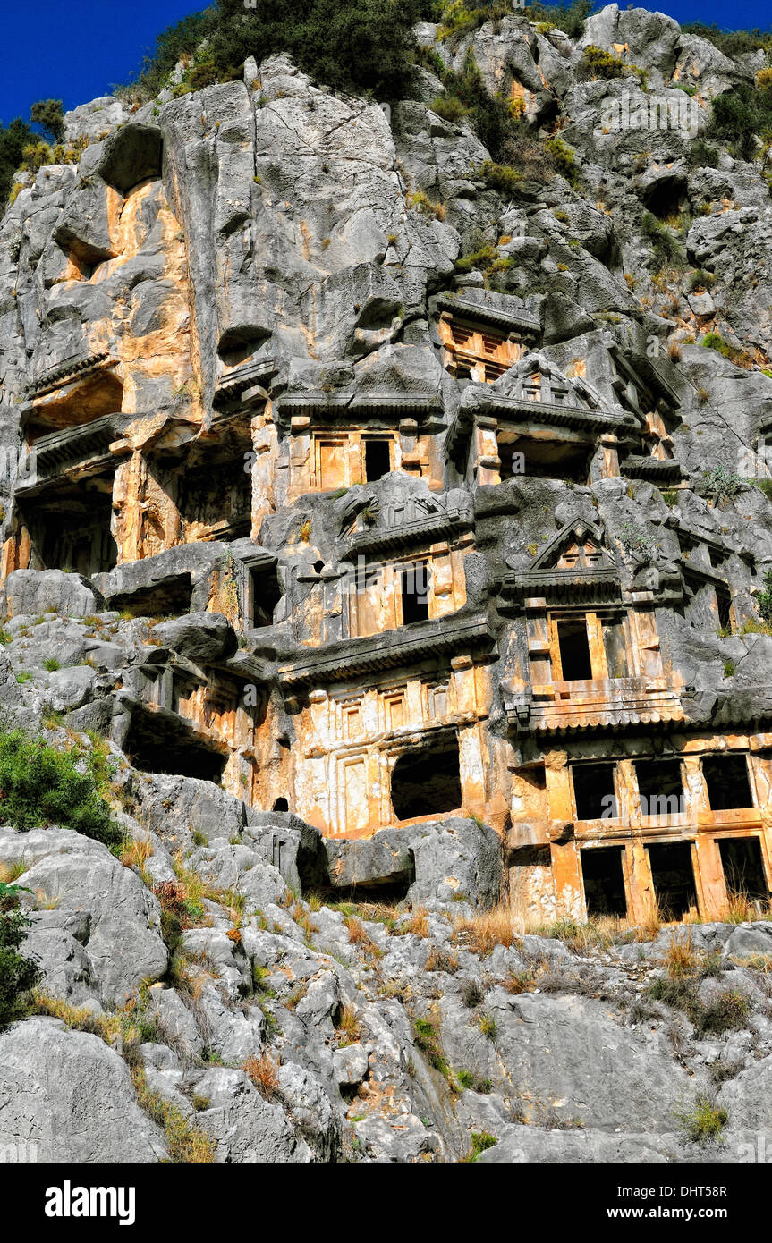 Cliff tombs Myra Turkey soft Stock Photo - Alamy