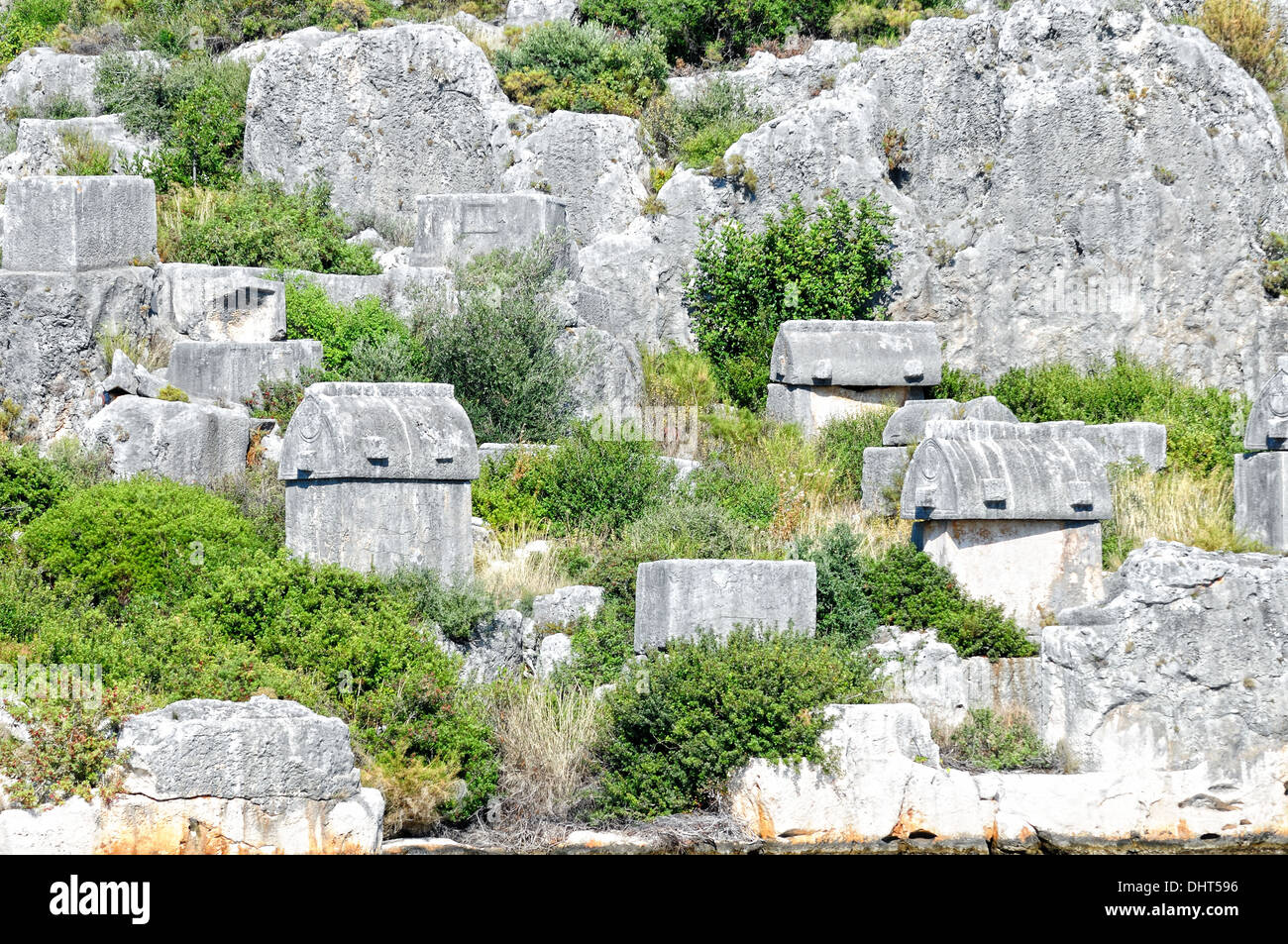 Lycian tombs in Turkey Kale Stock Photo - Alamy