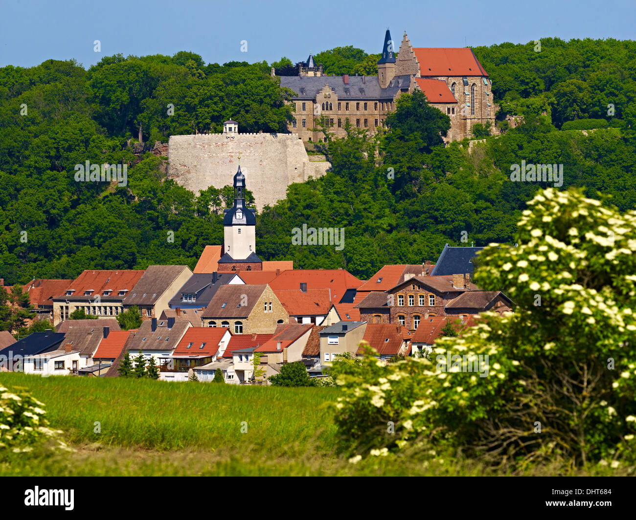 Castle and town, Lutherstadt Mansfeld, Saxony-Anhalt, Germany Stock ...