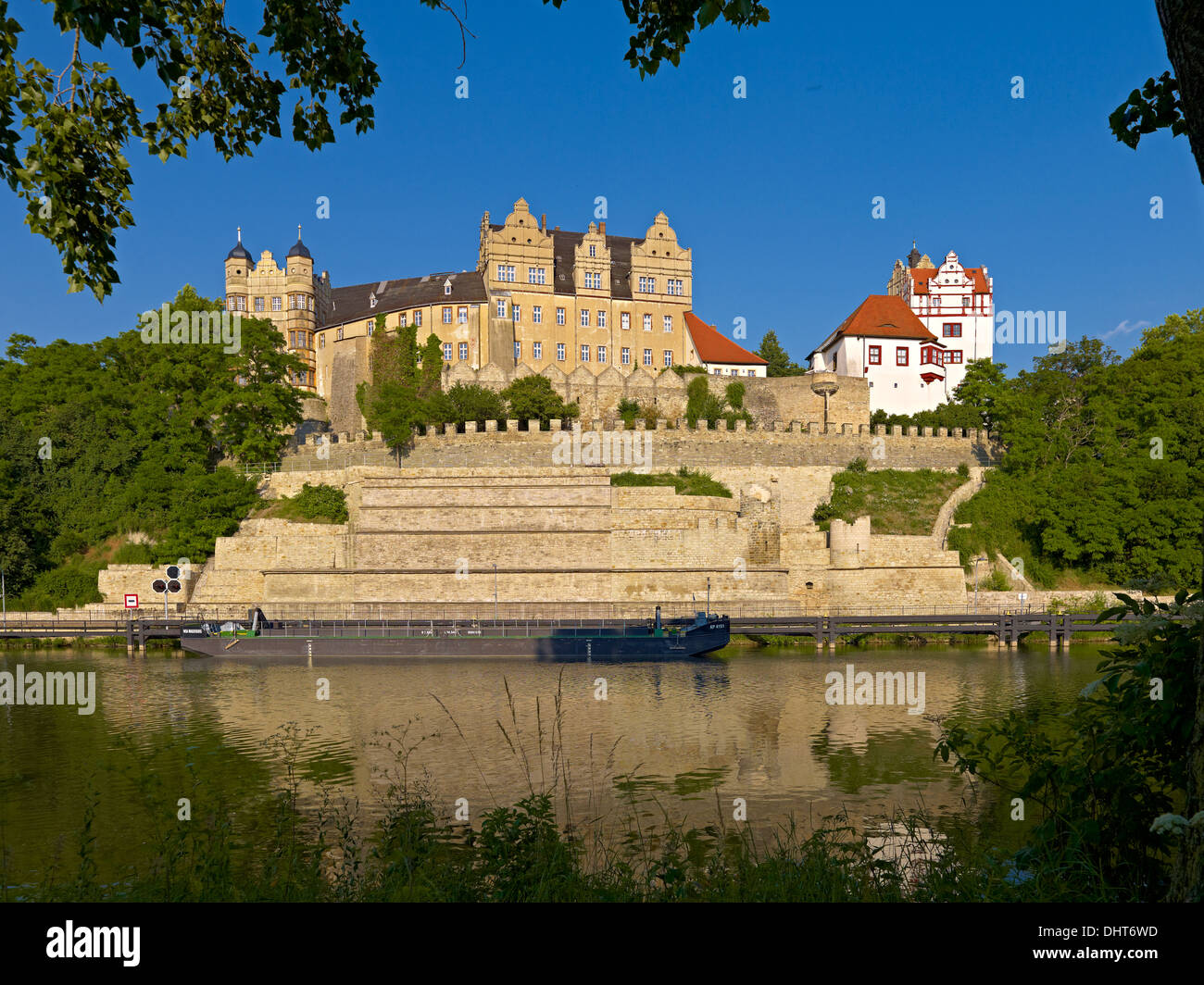 Castle and Saale River, Bernburg, Saxony-Anhalt, Germany Stock Photo ...