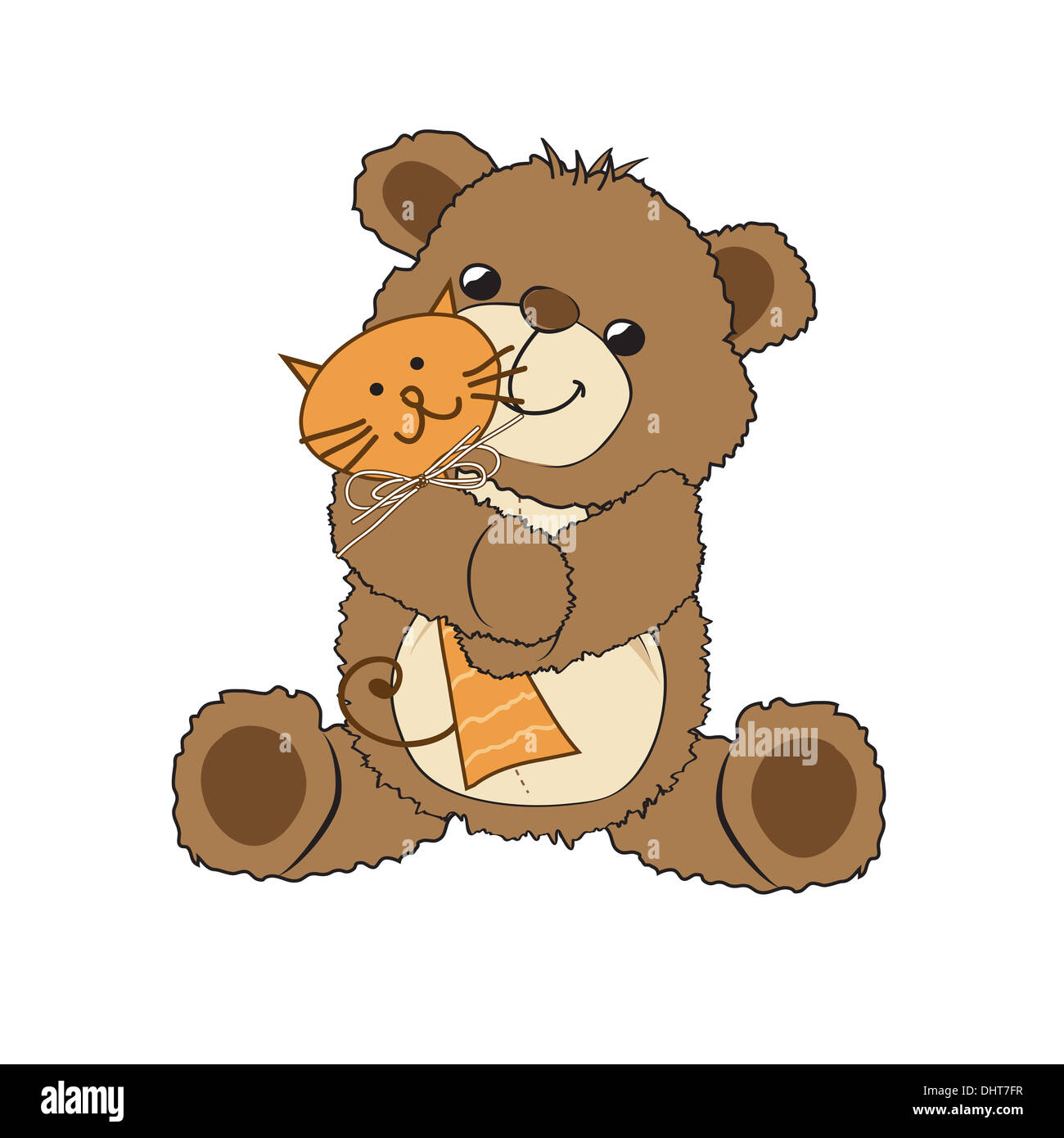 teddy bear playing with his toy, a cat, vector illustration Stock Photo ...