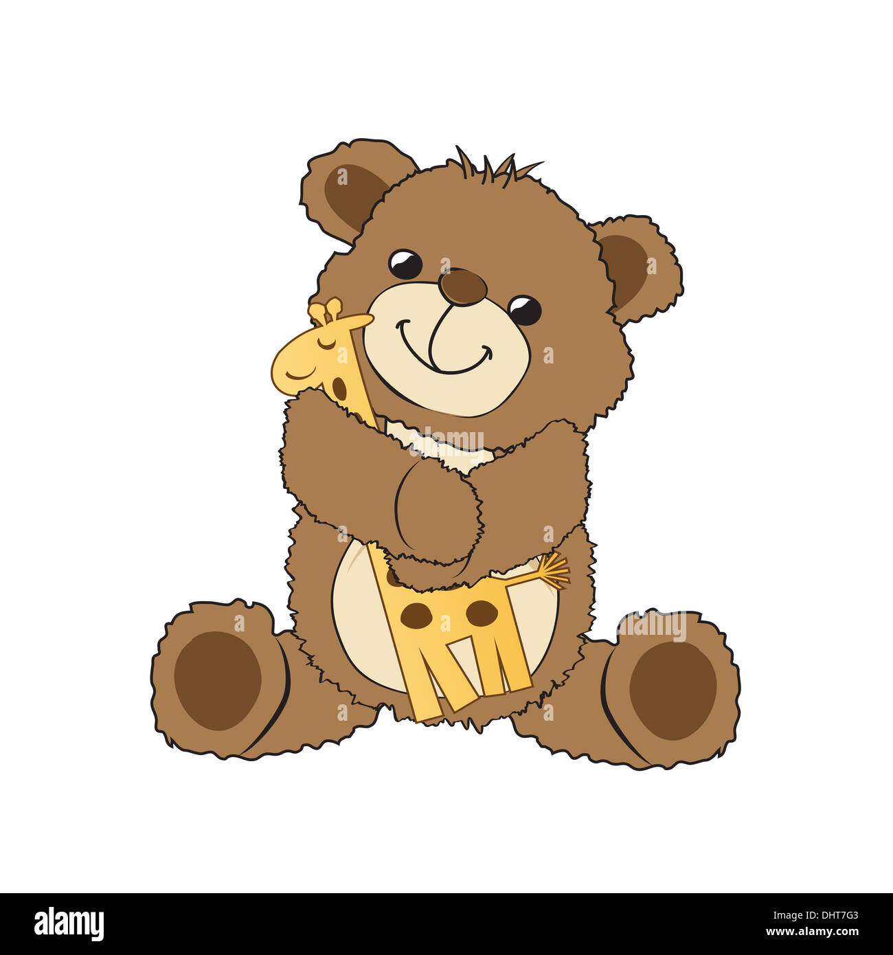 teddy bear playing with his toy, a giraffe, vector illustration Stock ...